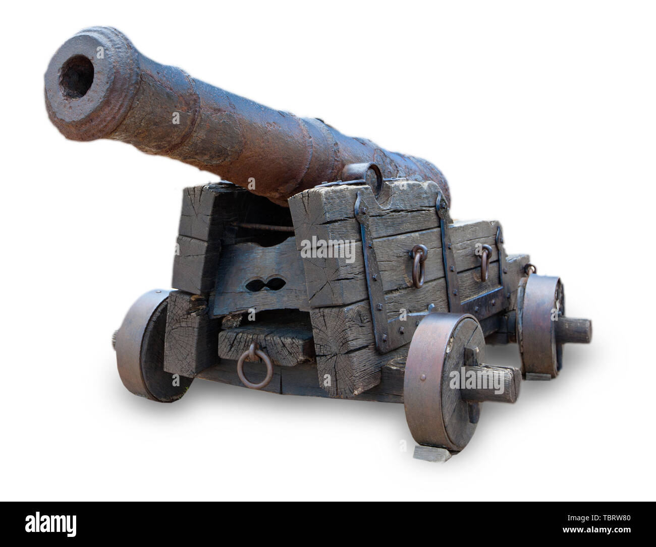 Ancient cannon isolated on white background Stock Photo - Alamy