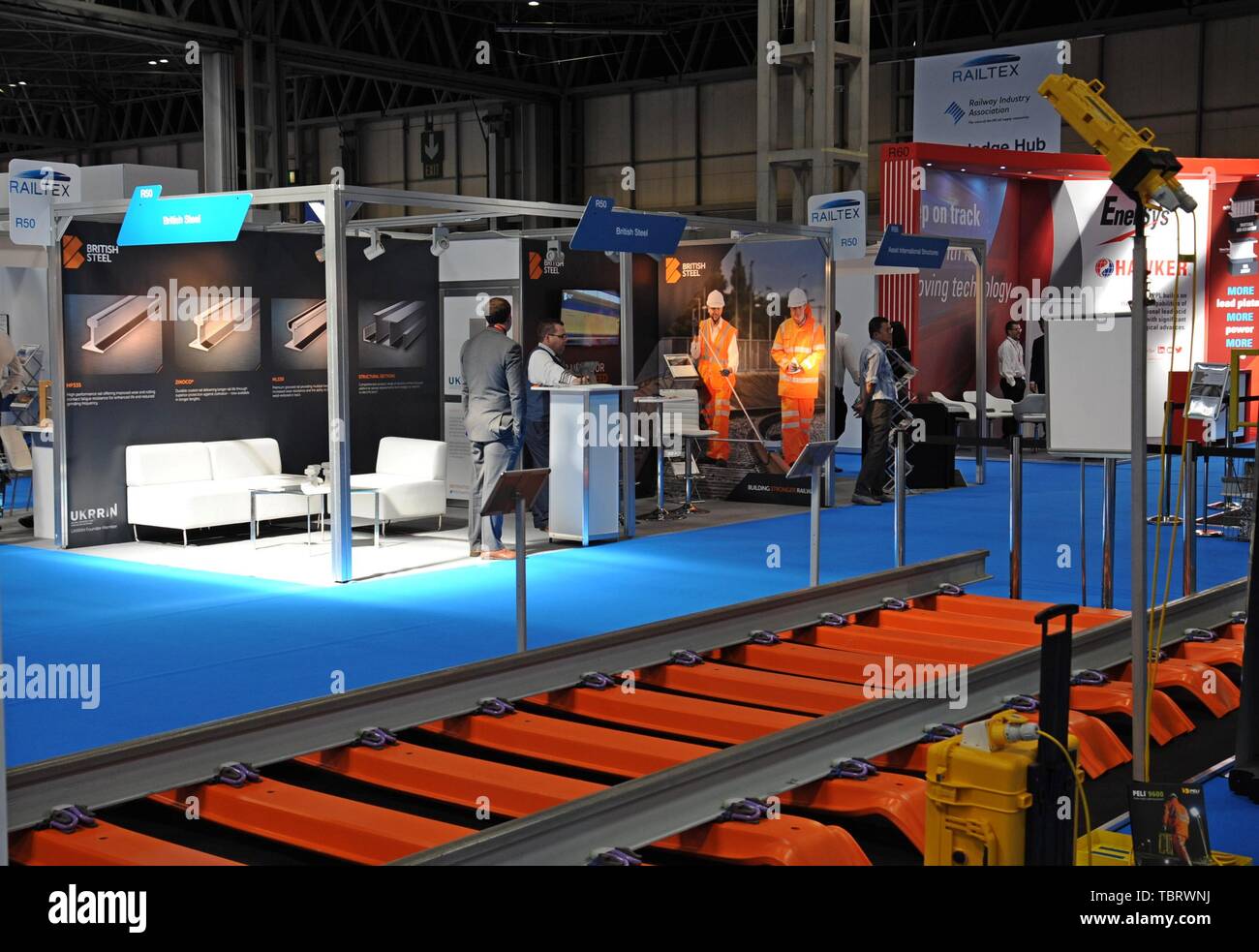 British Steel stand and track section on display at the RailTex Railway ...