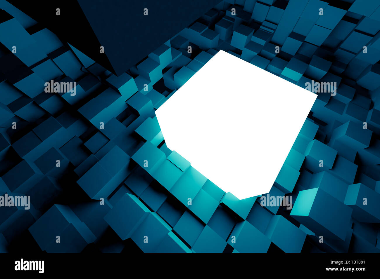 Blue Tech Sense Cube Model Stock Photo - Alamy