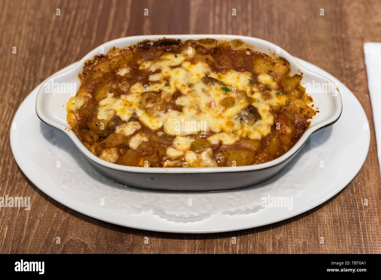 Potato, beef, cheese, rice Stock Photo - Alamy