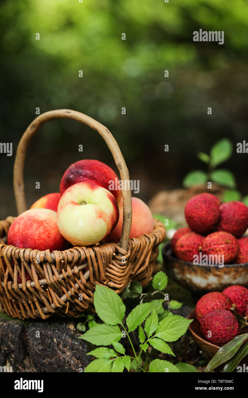 Peach and lychee Stock Photo - Alamy