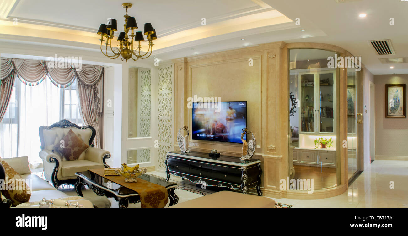 American-style living room Stock Photo - Alamy