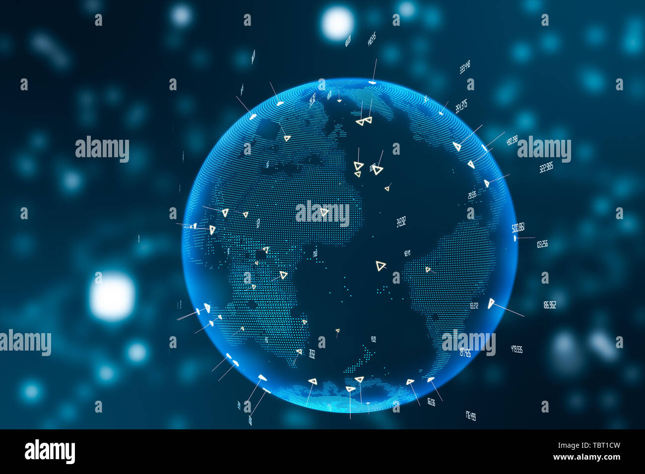 Three-dimensional rendering, global big data concept Stock Photo - Alamy