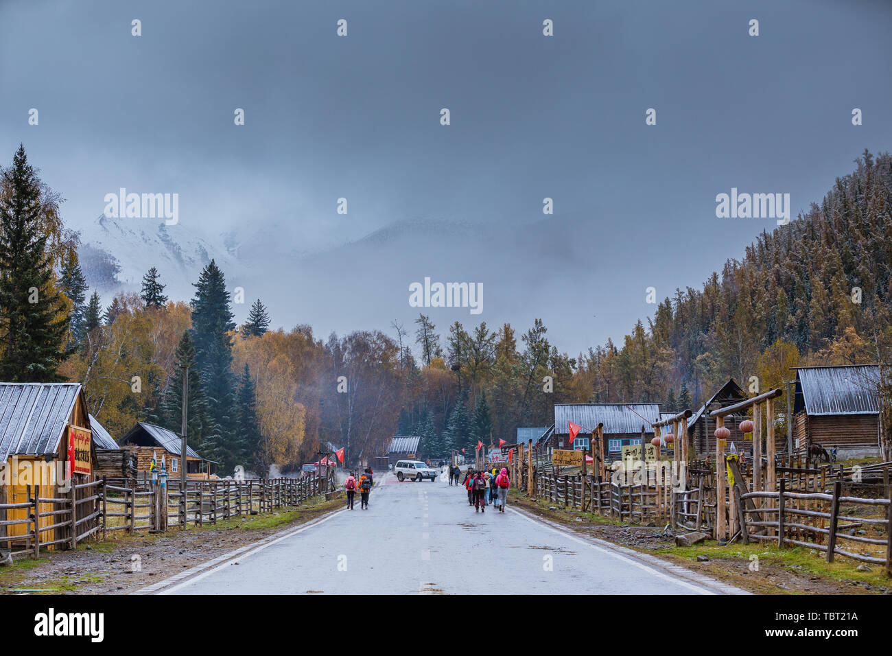 Bai haba village scenery in northern Xinjiang Stock Photo - Alamy