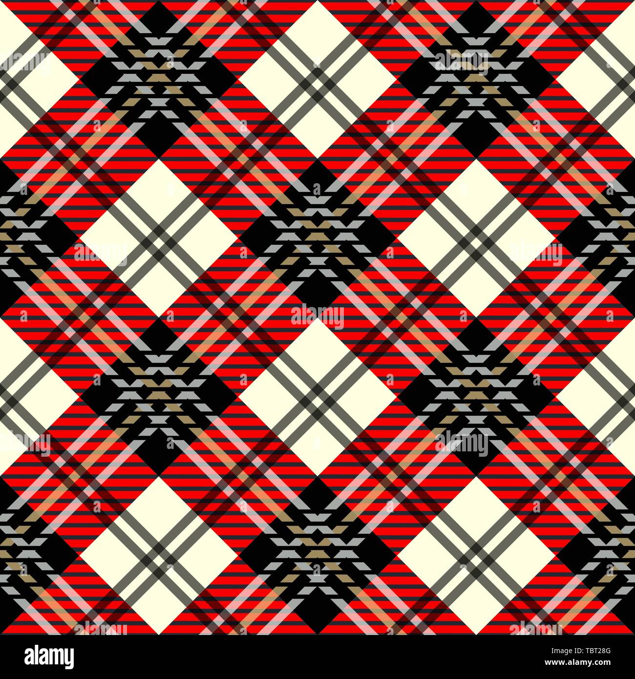 Checkered gingham fabric seamless pattern in black, white and red ...