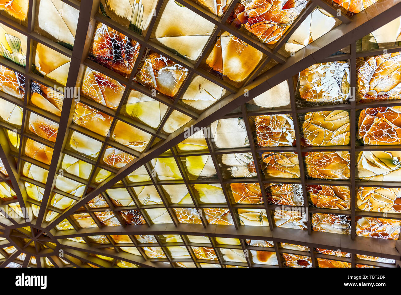 Modern stained glass roof close-up Stock Photo - Alamy