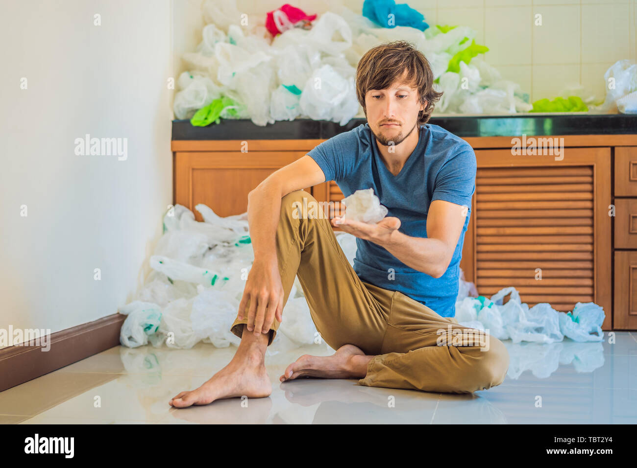 The man used too many plastic bags that they filled up the entire ...