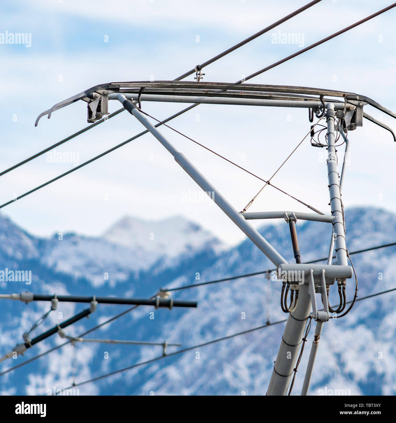 Square frame Close up of the metal structure that connects a train to ...