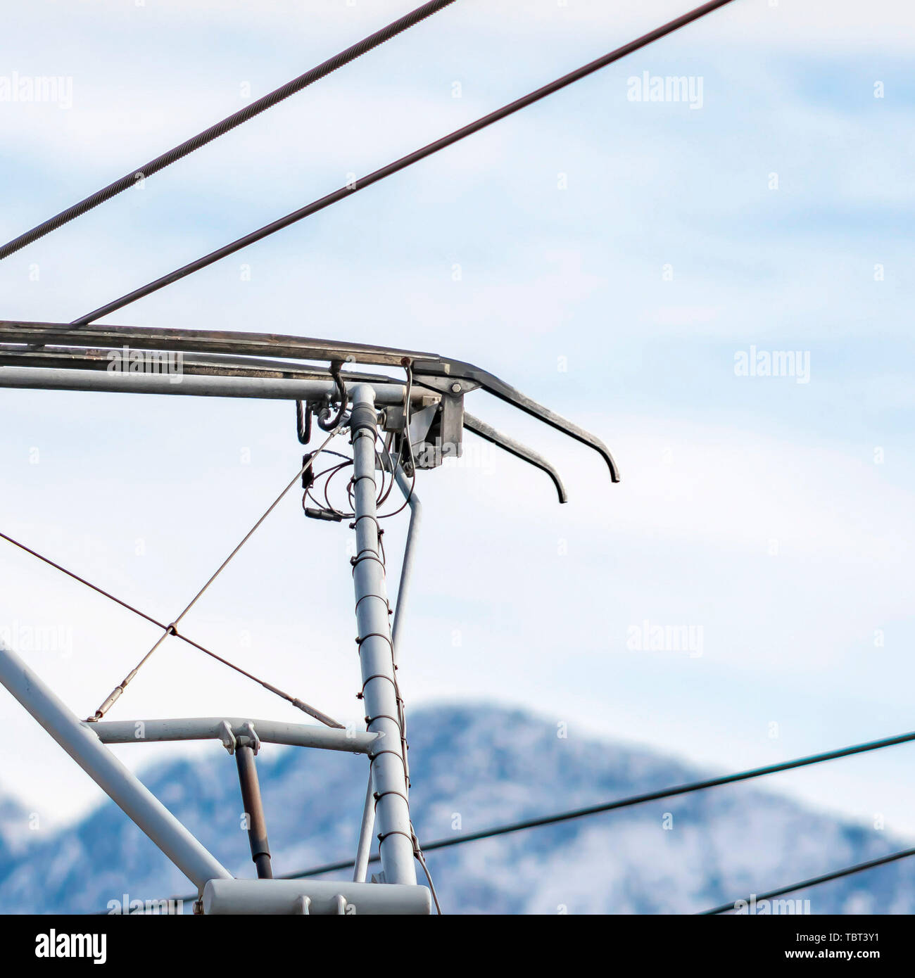 Square Close up of the metal structure that connects a train to the ...