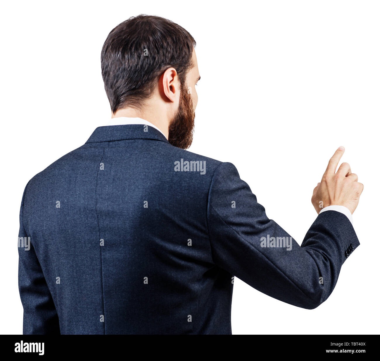 Businessman pointing at something Stock Photo - Alamy