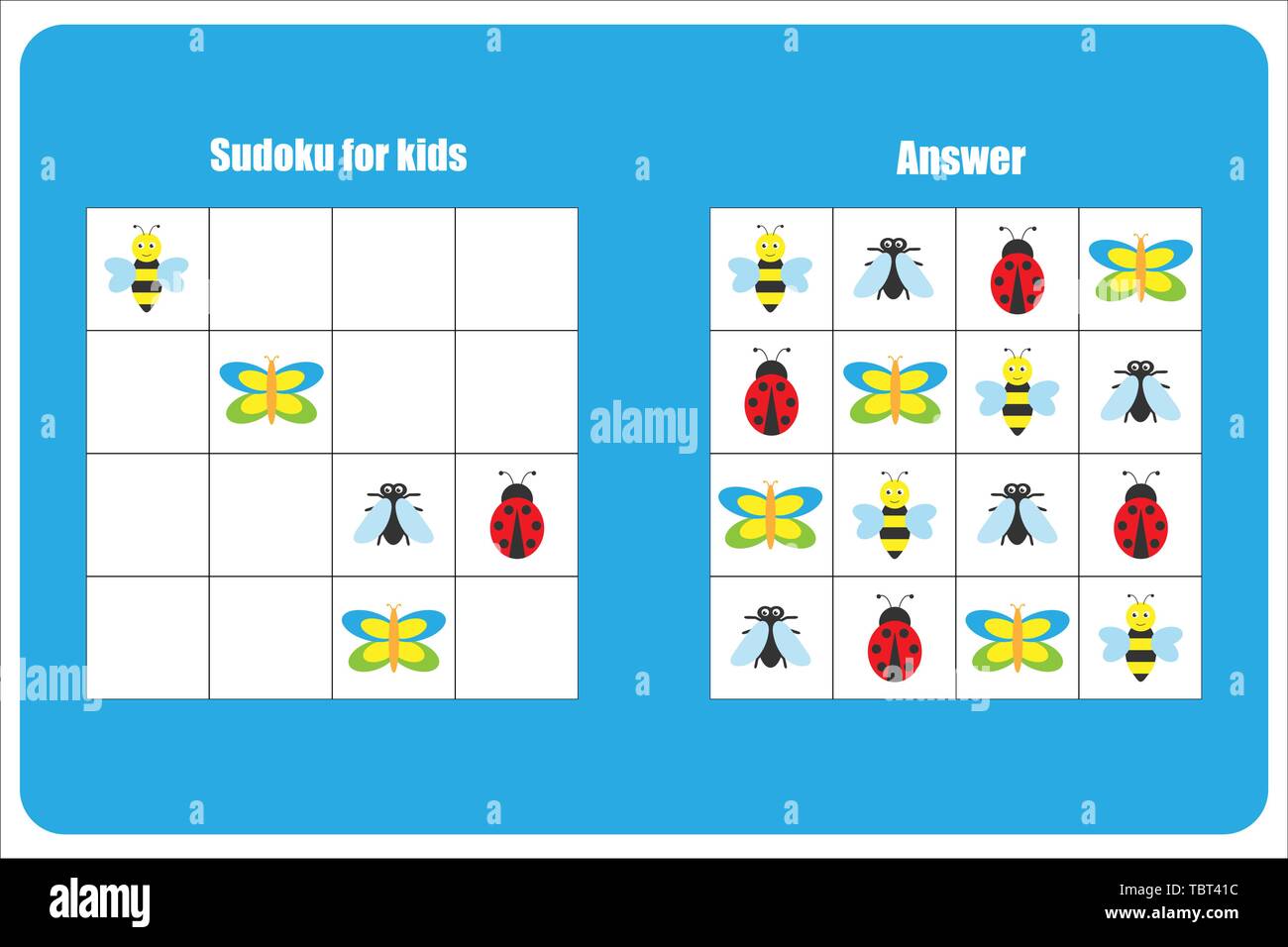 Sudoku game with insects for children, easy level, education game for ...