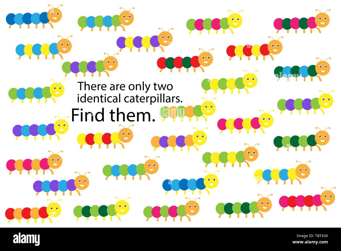 Find two identical caterpillars, spring fun education puzzle game for ...