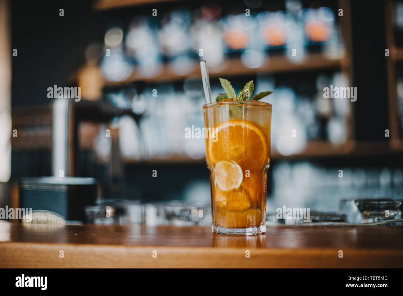 refreshing and delicious ice tea in bar Stock Photo - Alamy