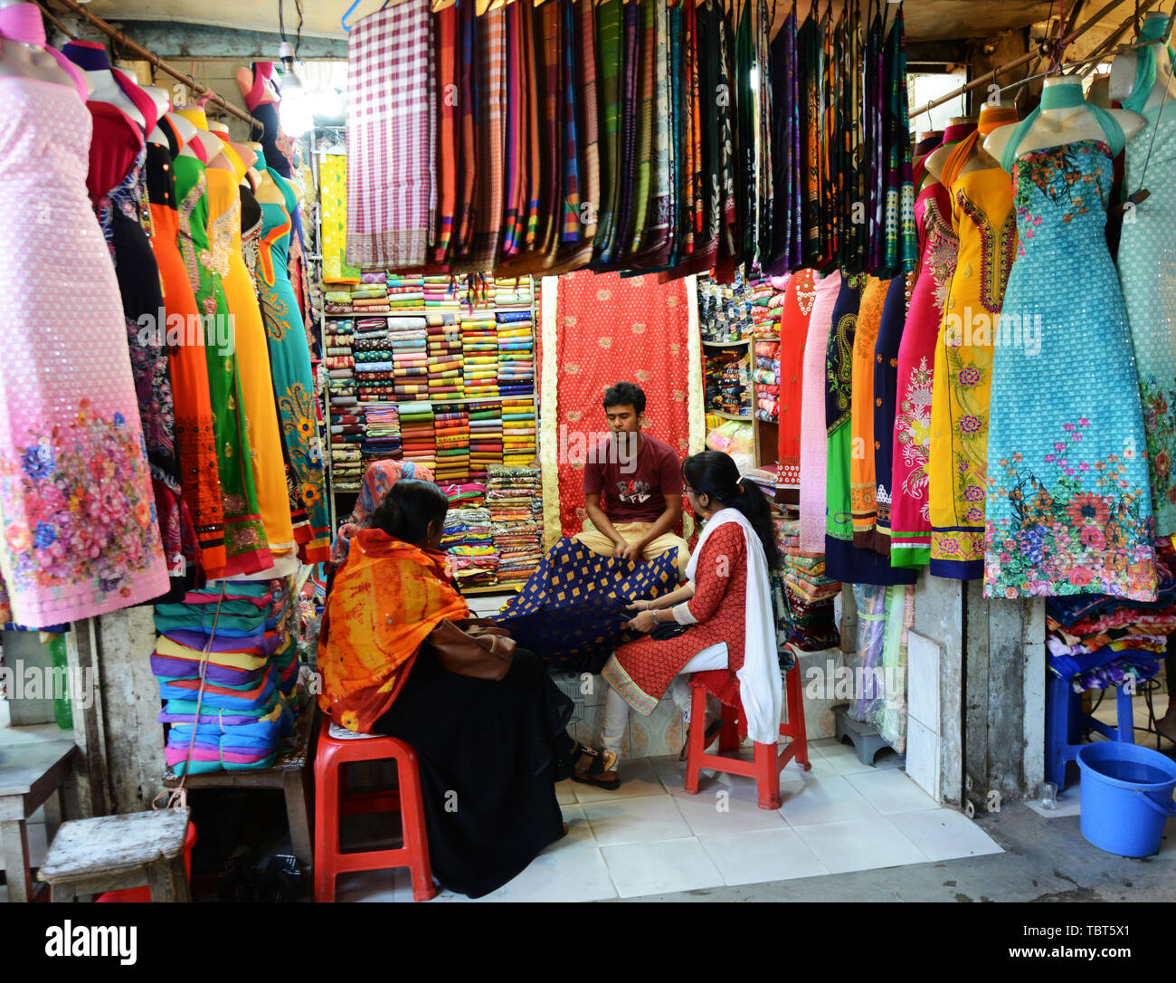 A garment shop in the Geneva refugee camp in Dhaka, Bangladesh Stock ...