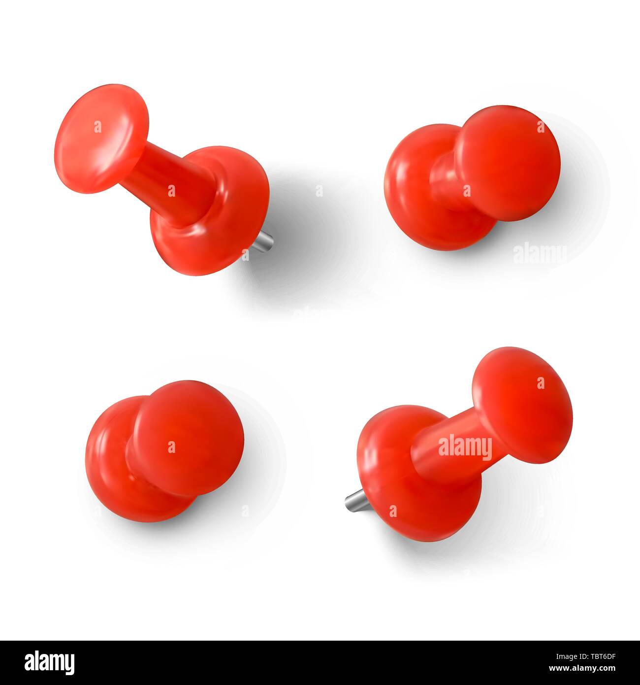 Red push pin 3D. Realistic red paperclip with shadow. Vector ...