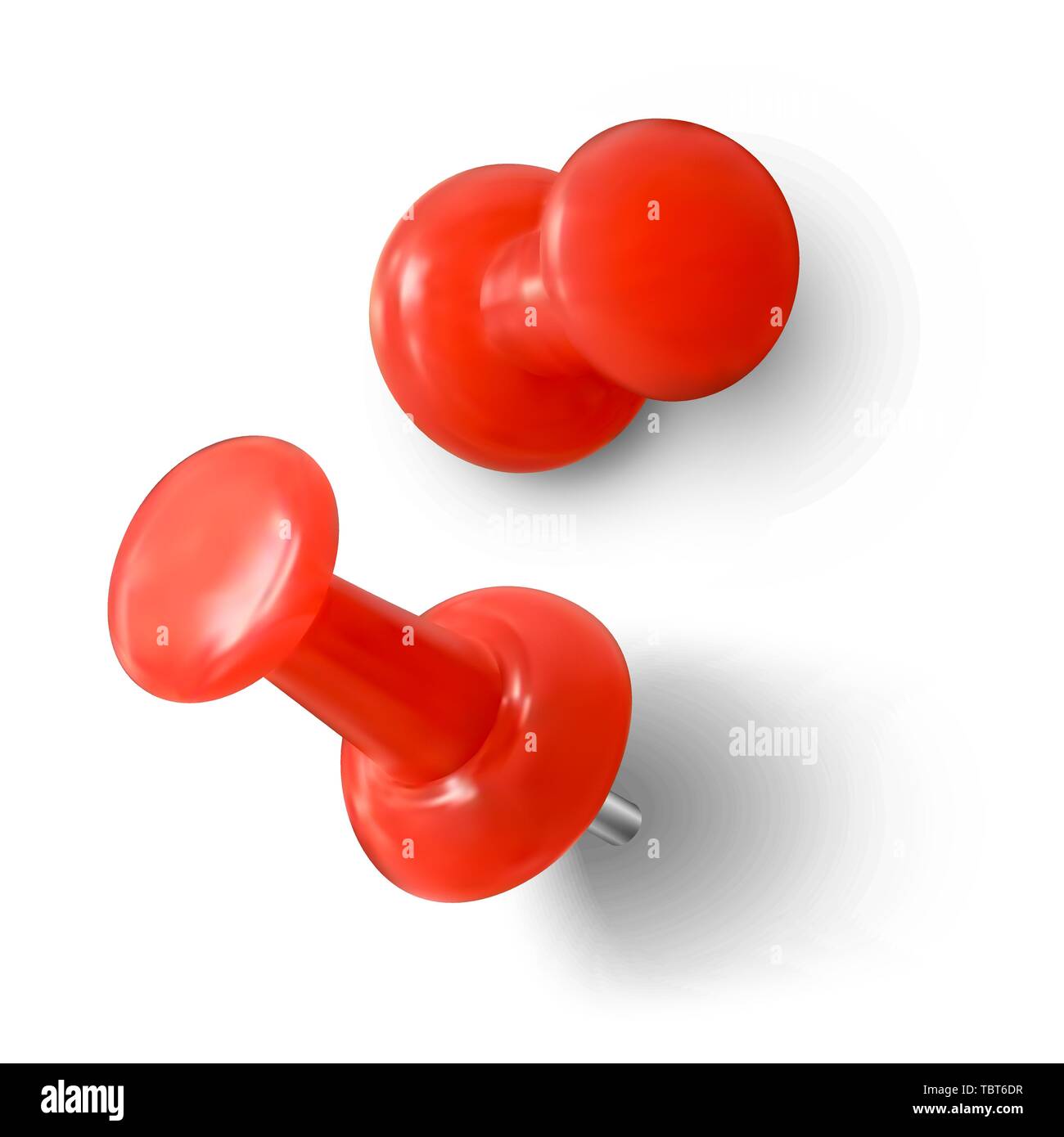 Red push pin. Realistic red paperclip. Vector illustration isolated on ...