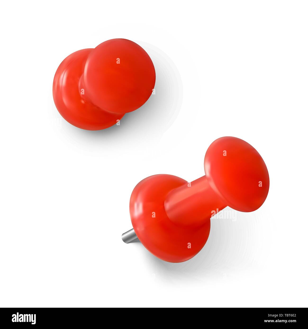 Red push pin. Realistic red paperclip. Needle for fixation memo on ...