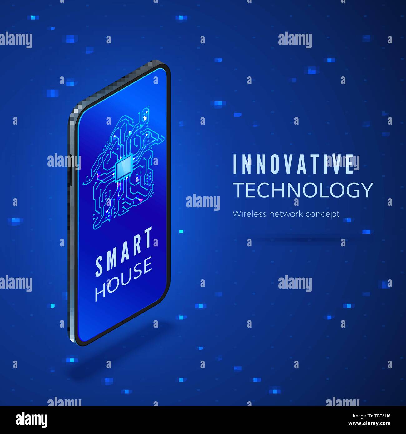 Mobile phone with smart house interface application. Circuit building ...
