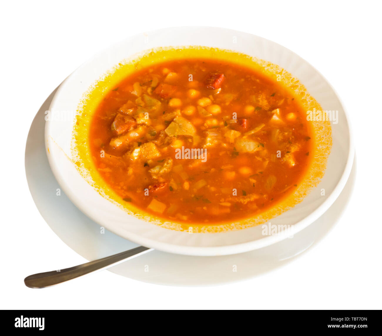 Spanish food callos with chickpeas, pepper and beef tripe, served in ...