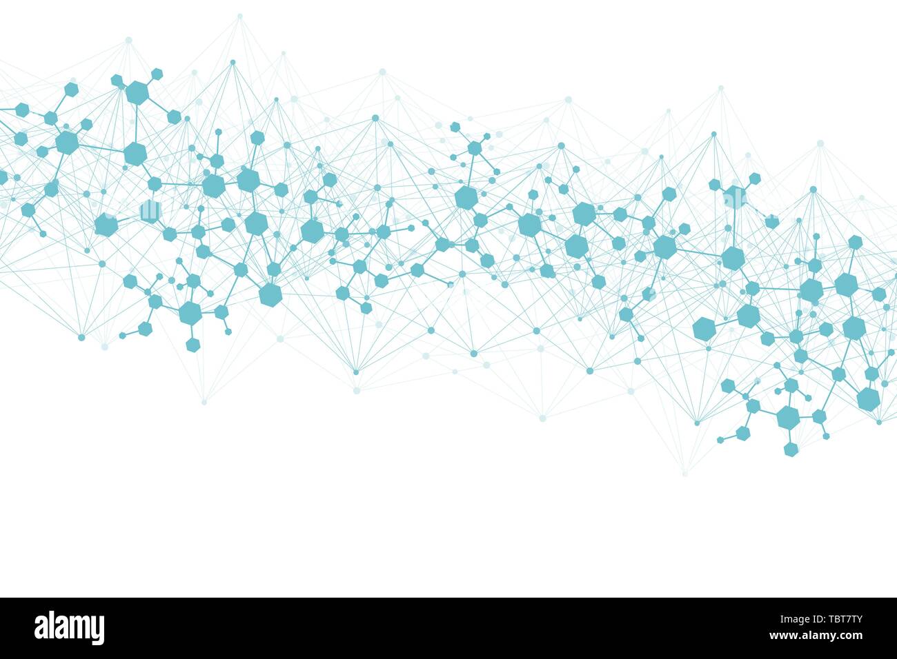 Science network pattern, connecting lines and dots. Technology hexagons ...