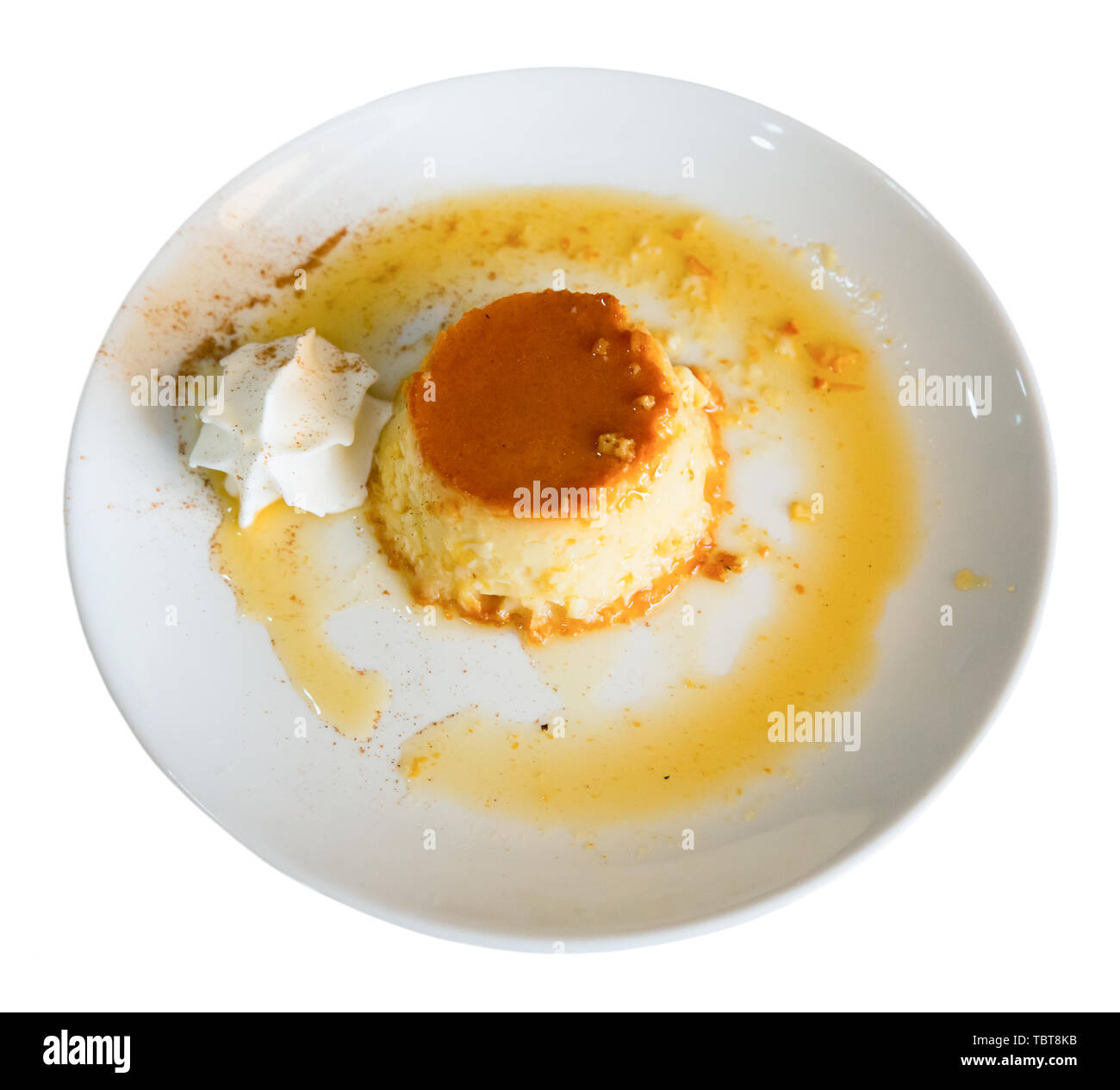 Image of sweet creme dessert with caramel crust flan con nata, typical ...