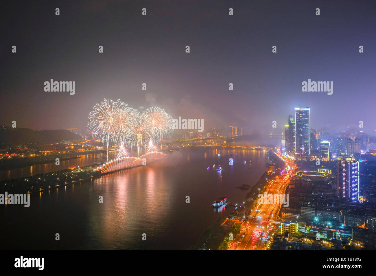 Fireworks in Orange Island, Changsha Stock Photo - Alamy