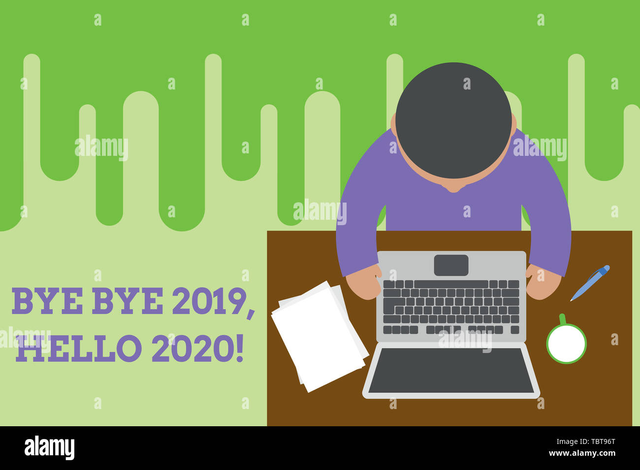 Conceptual hand writing showing Bye Bye 2019 Hello 2020. Concept ...