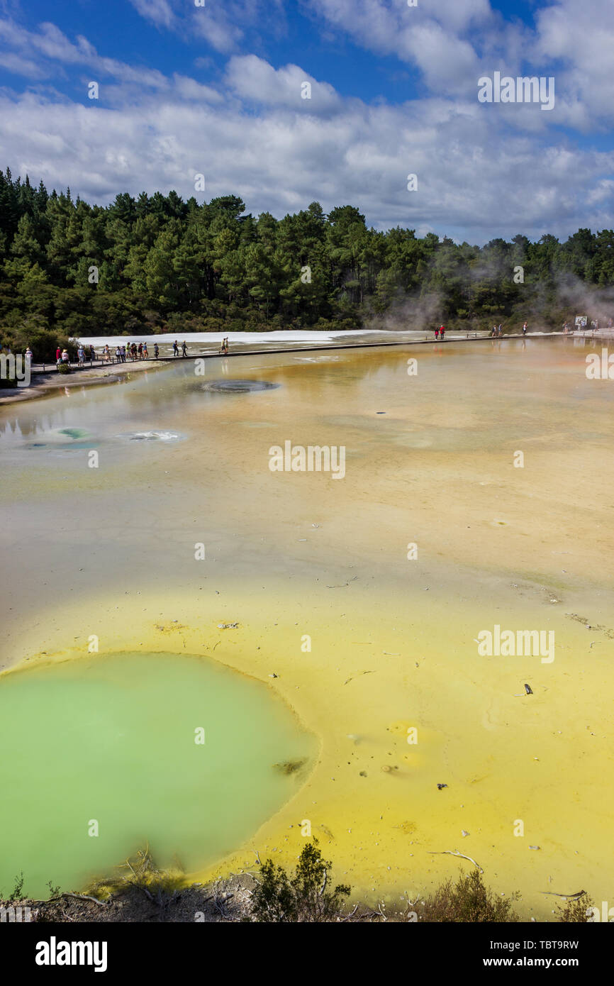 Champagne pool in Wai-O-Tapu thermal wonderland in Rotorua, New Zealand ...