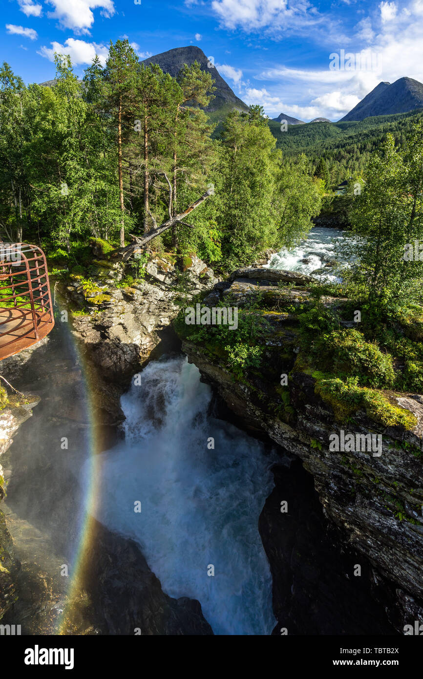 Gudbrandsjuvet is a scenic gorge and waterfall of Valldola River near ...