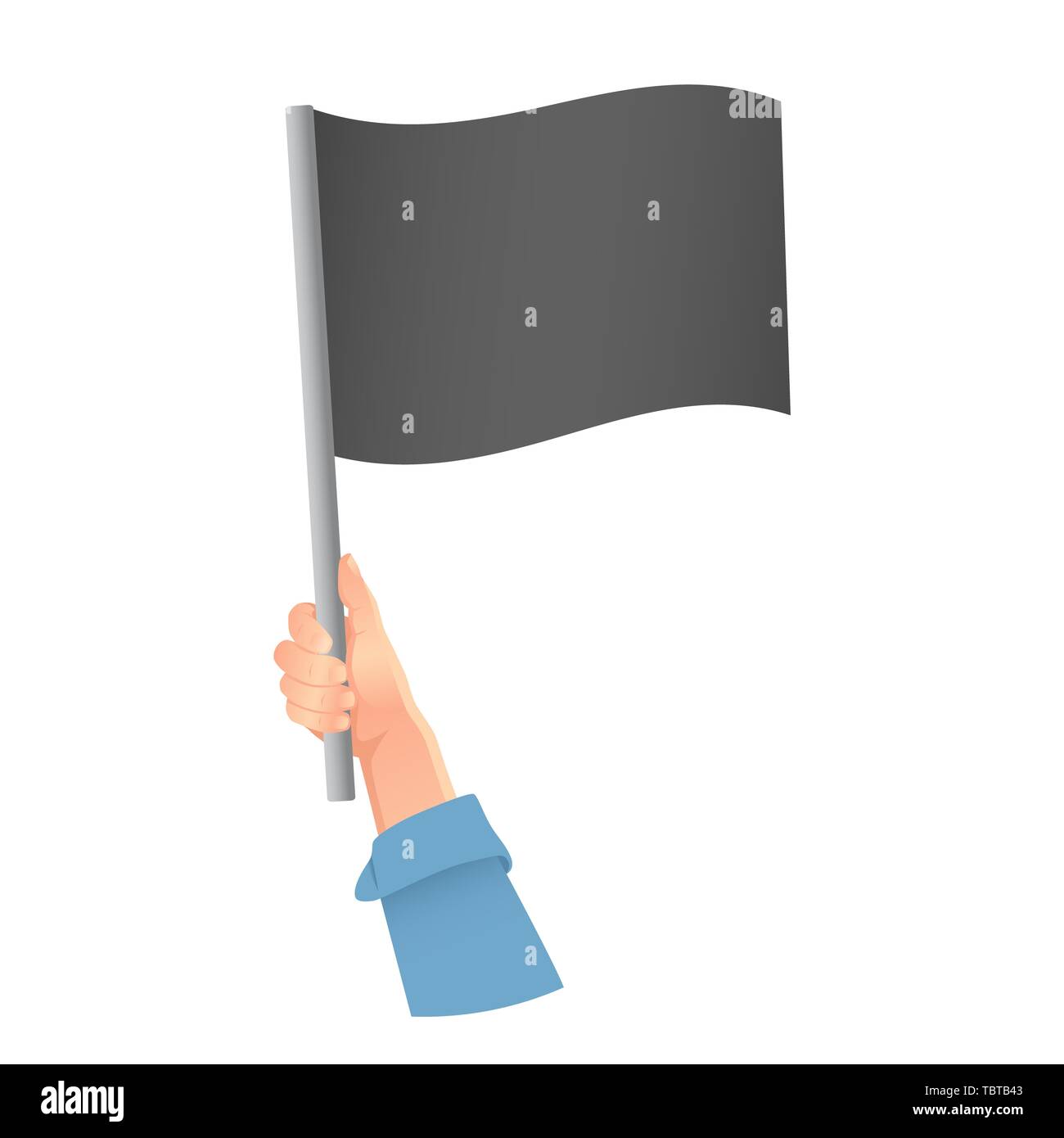 Black flag in hand. illustration of black flag Stock Photo - Alamy