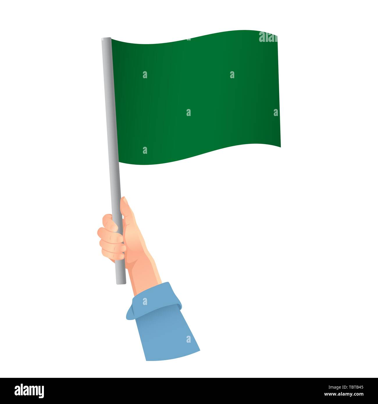 Green flag in hand. illustration of green flag Stock Photo - Alamy