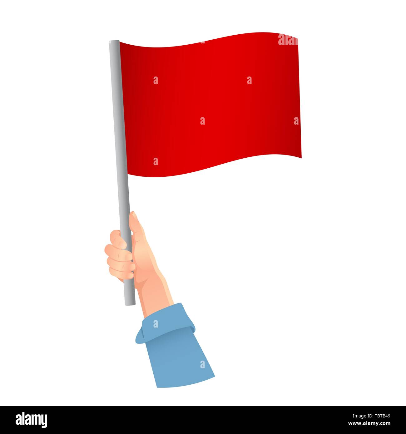 Red flag in hand. illustration of red flag Stock Photo - Alamy