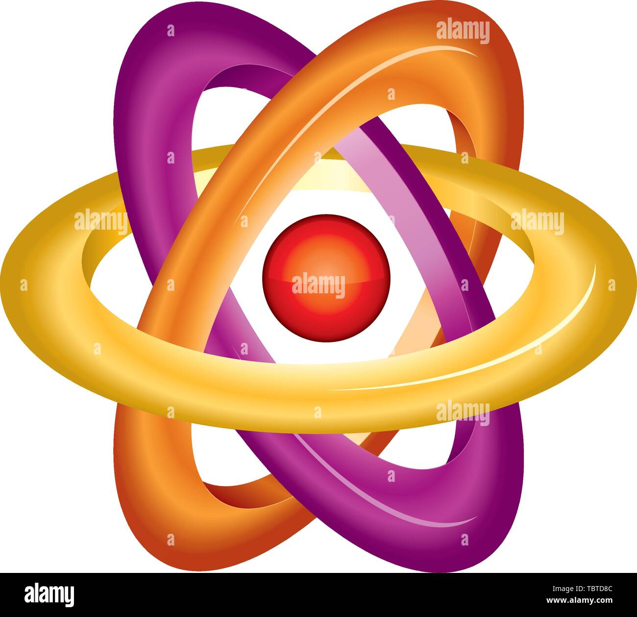 Vector illustration. Atom symbol in 3D shiny style. Warm colors Stock ...