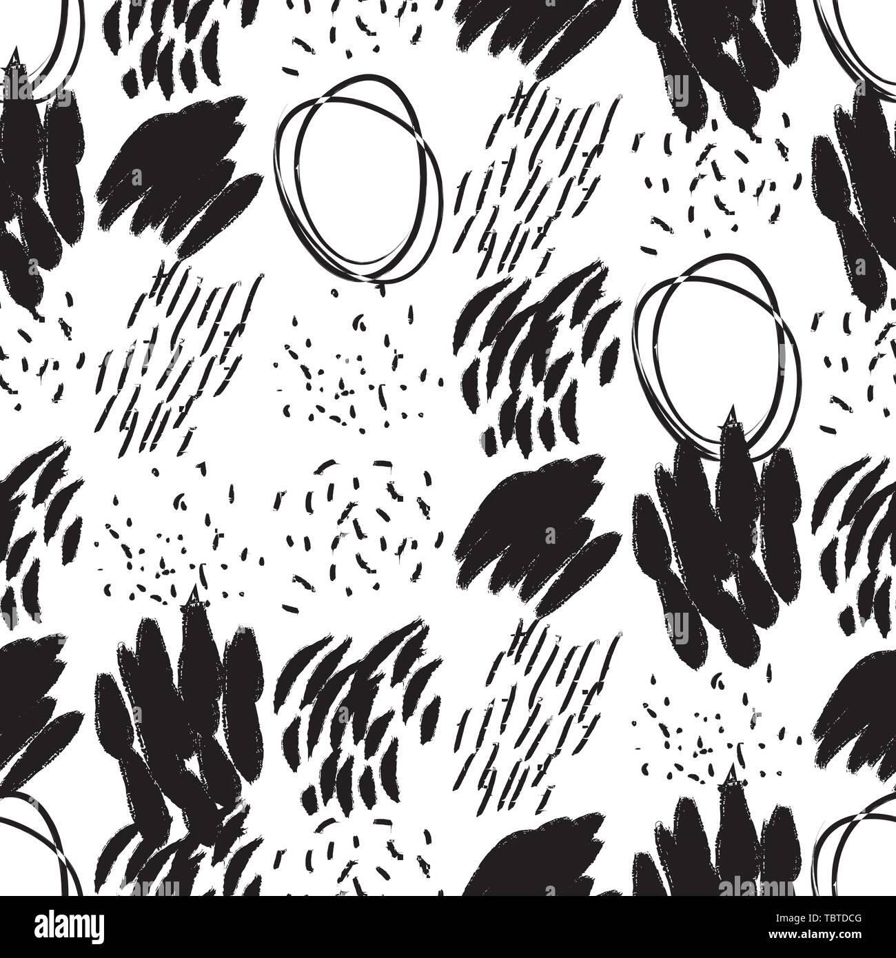 Vector seamless pattern. Abstract background with brush strokes. Ink ...