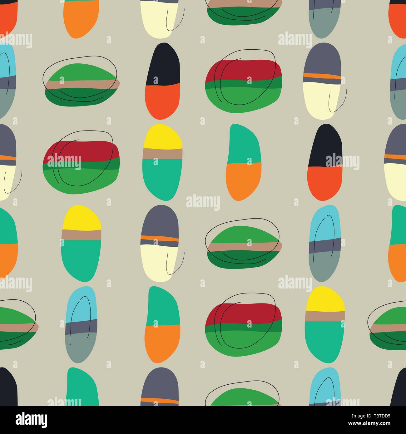 Vector Seamless Pattern Background With Abstract Colorful Shapes Stock