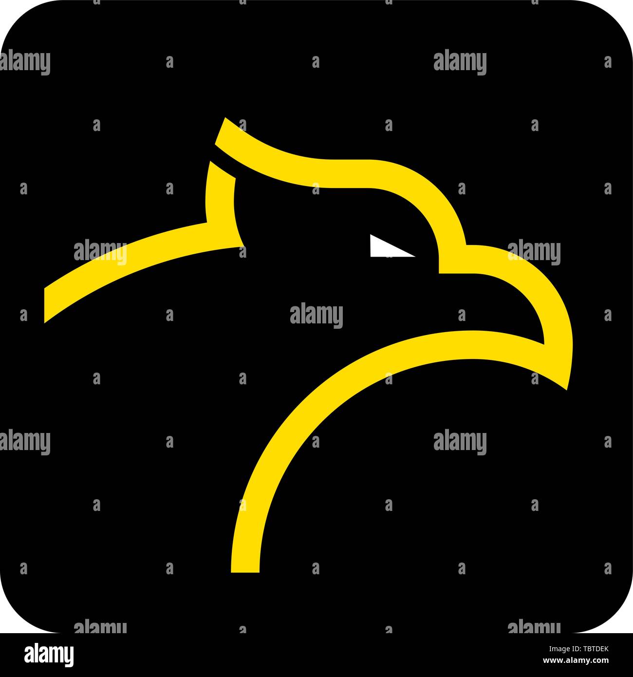 Vector illustration. Eagle head yellow and black icon in geomeric style ...