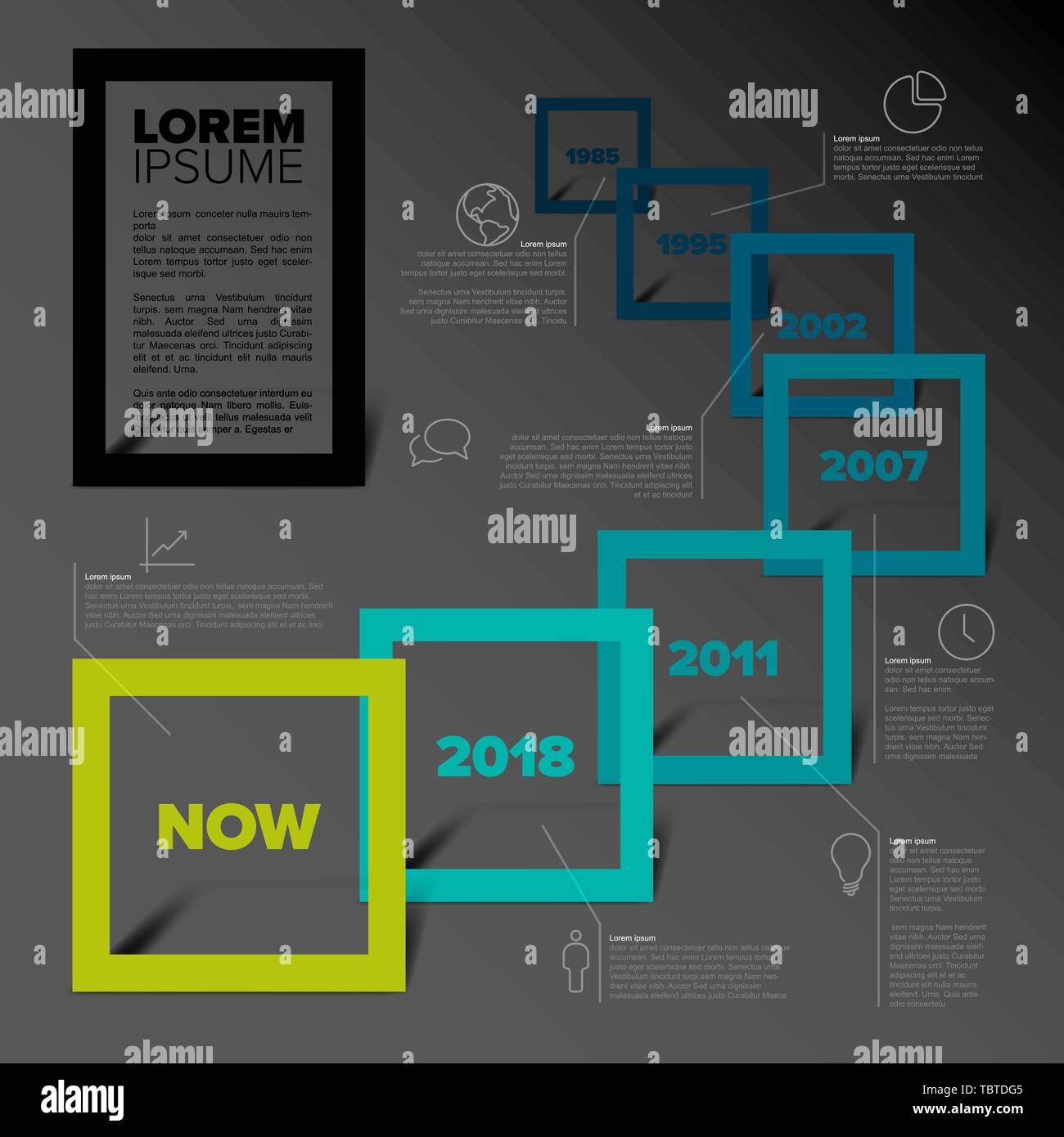 Vector Infographic timeline report template with square frames ...