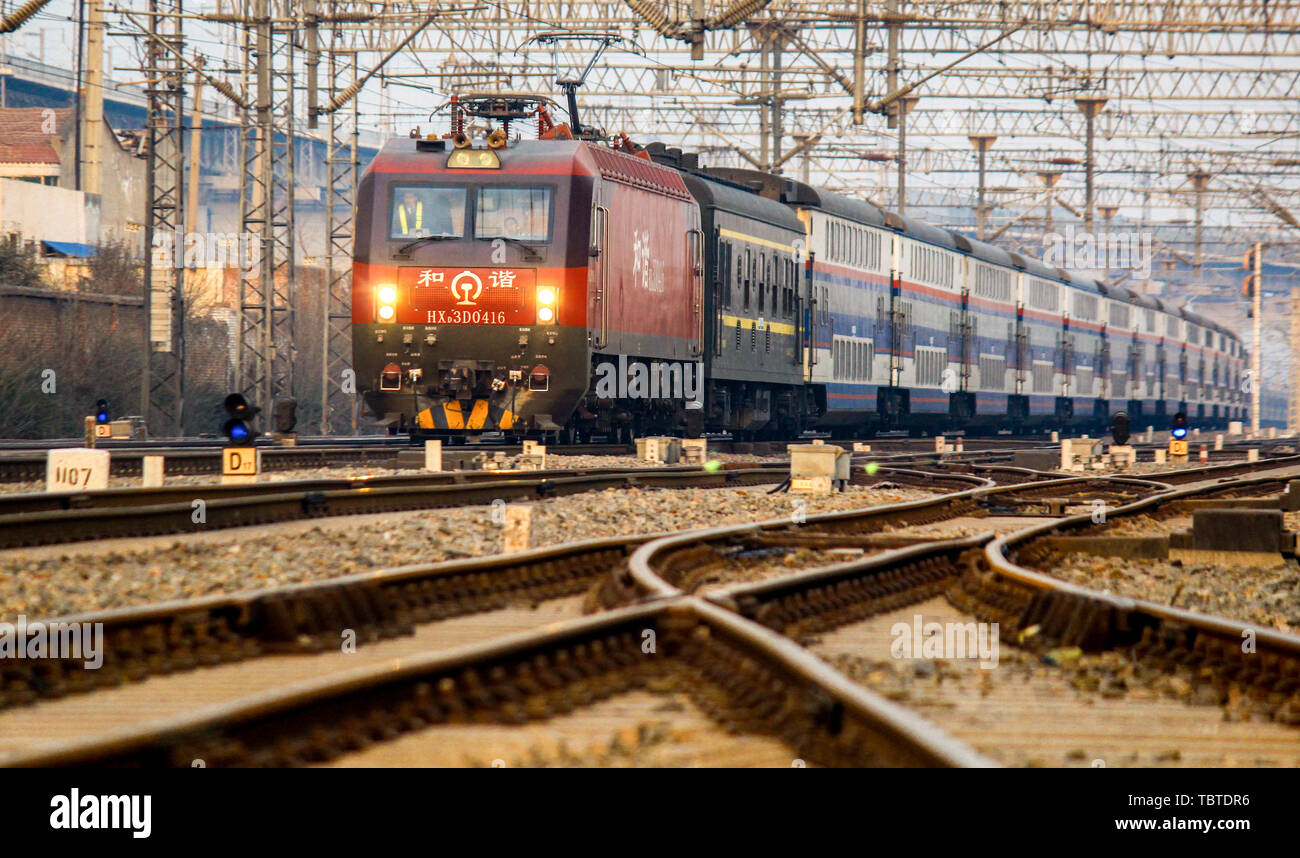 Double-decker train in Xibao section of Longhai Line Stock Photo - Alamy