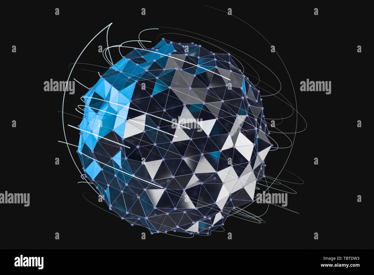 Three-dimensional rendering, sphere lines and nodes Stock Photo - Alamy