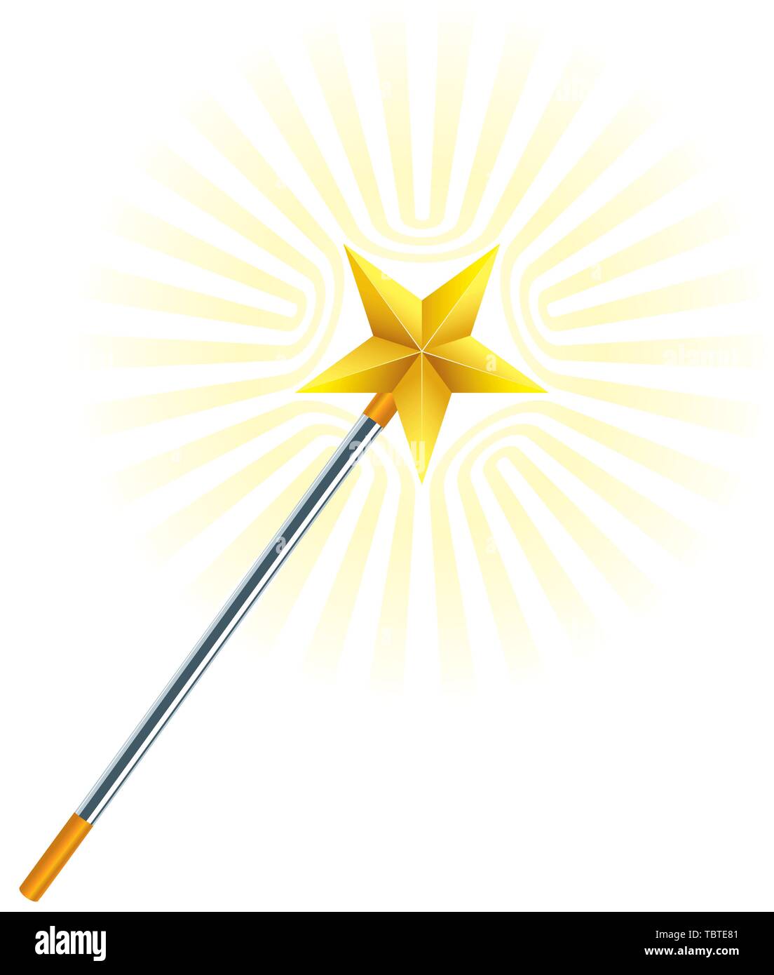Vector illustration. Isolated magic wand with 3D stars and light ...