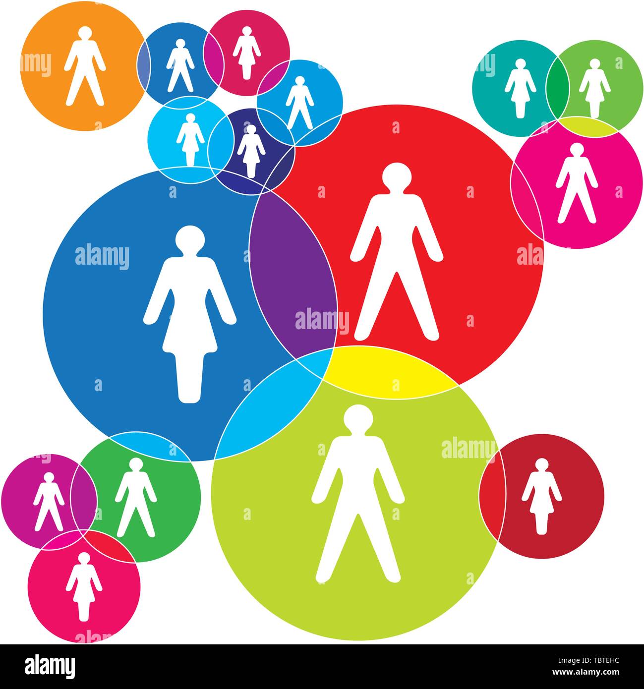 Vector illustration. Social net symbol. People icons interlaced in ...