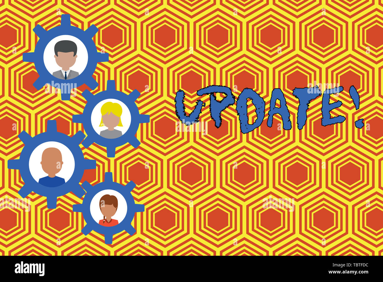 Writing note showing UPDATE. Business concept for make something more modern or up to date like ...