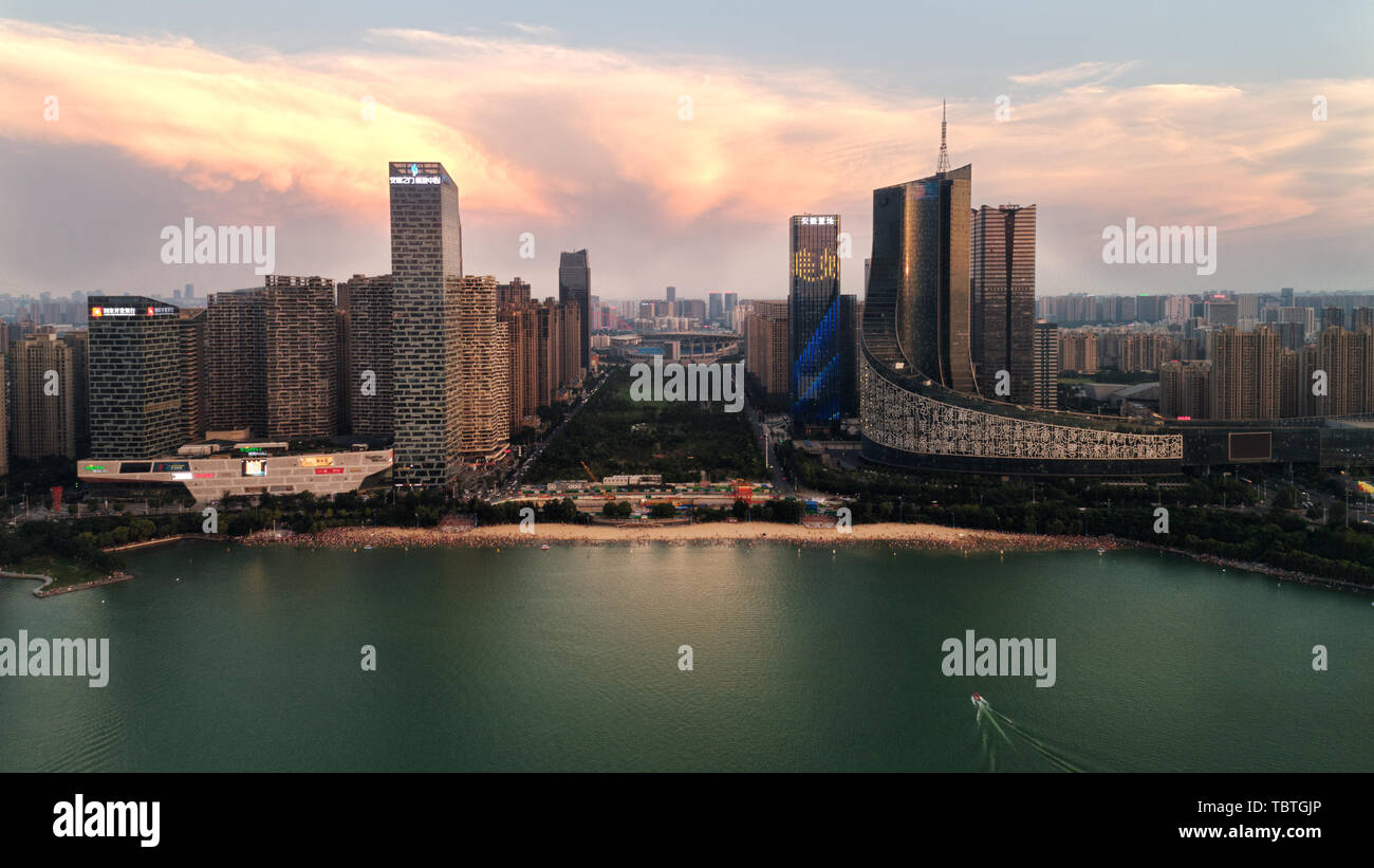 Aerial shot of Swan Lake Swan Lake drone Stock Photo - Alamy