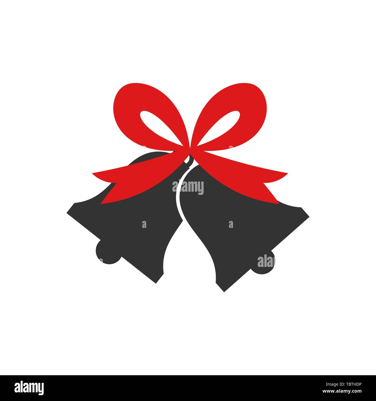 Two bells with red bow, Christmas decoration. Vector illustration Stock ...