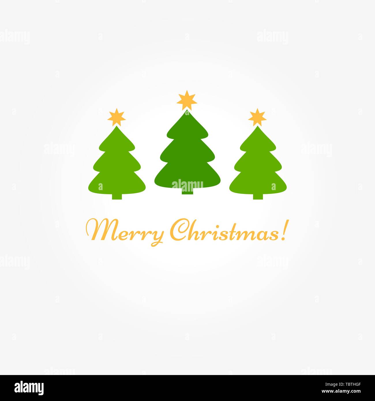 Three Christmas trees with stars greeting card illustration Stock ...