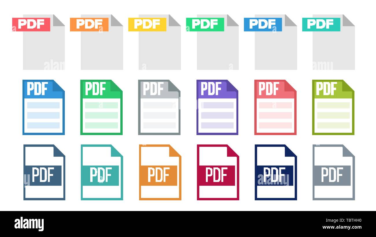 Icon Collection Of Pdf Document File Set Vector Stock Vector Image ...