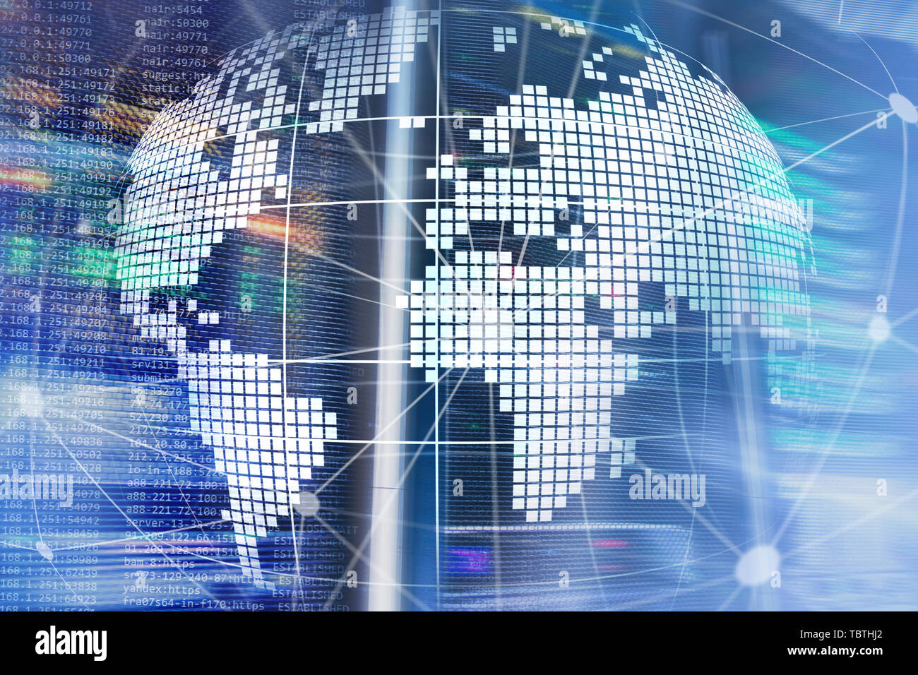 3D Earth as telecommunication and internet technology concept Stock ...