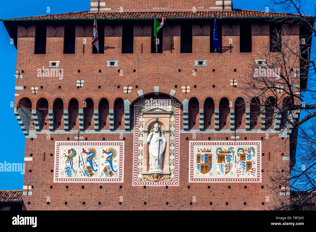 Castle building in Milan, Italy Stock Photo - Alamy