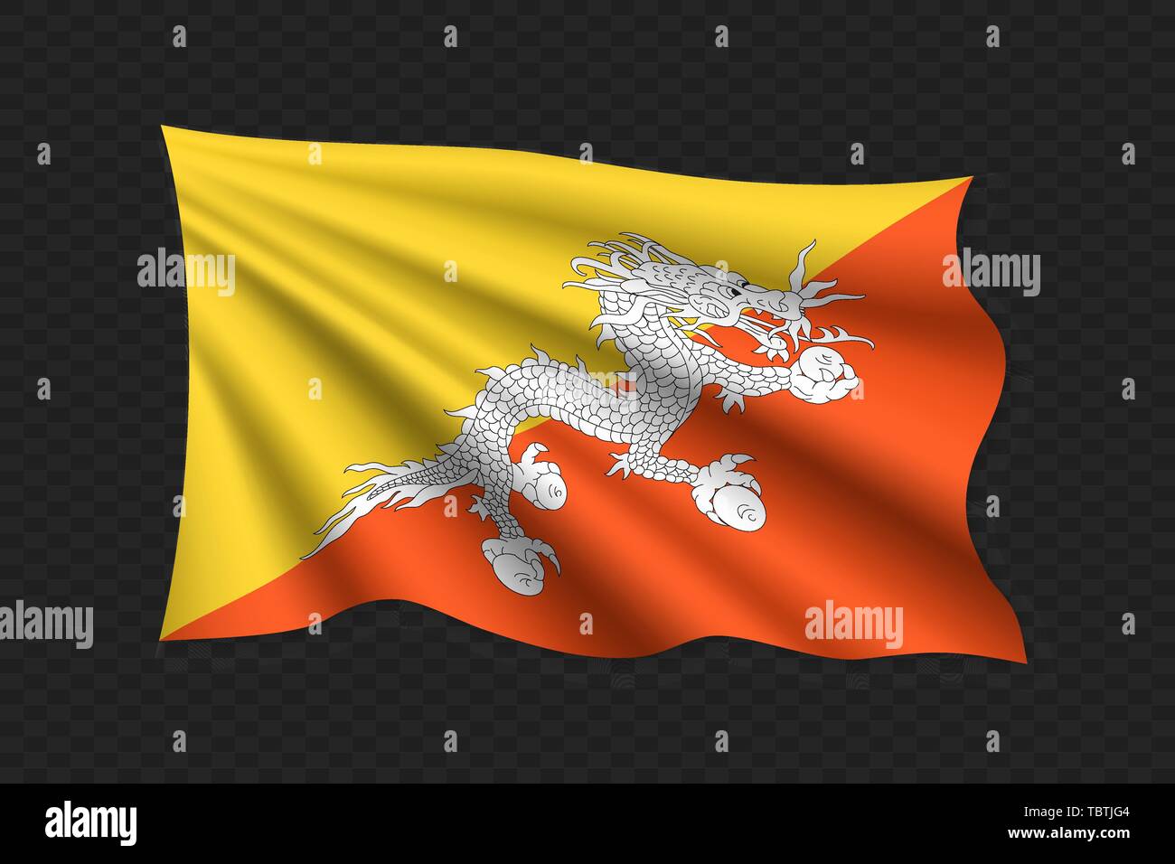 3D Waving Flag of Bhutan. Vector illustration Stock Vector Image & Art ...
