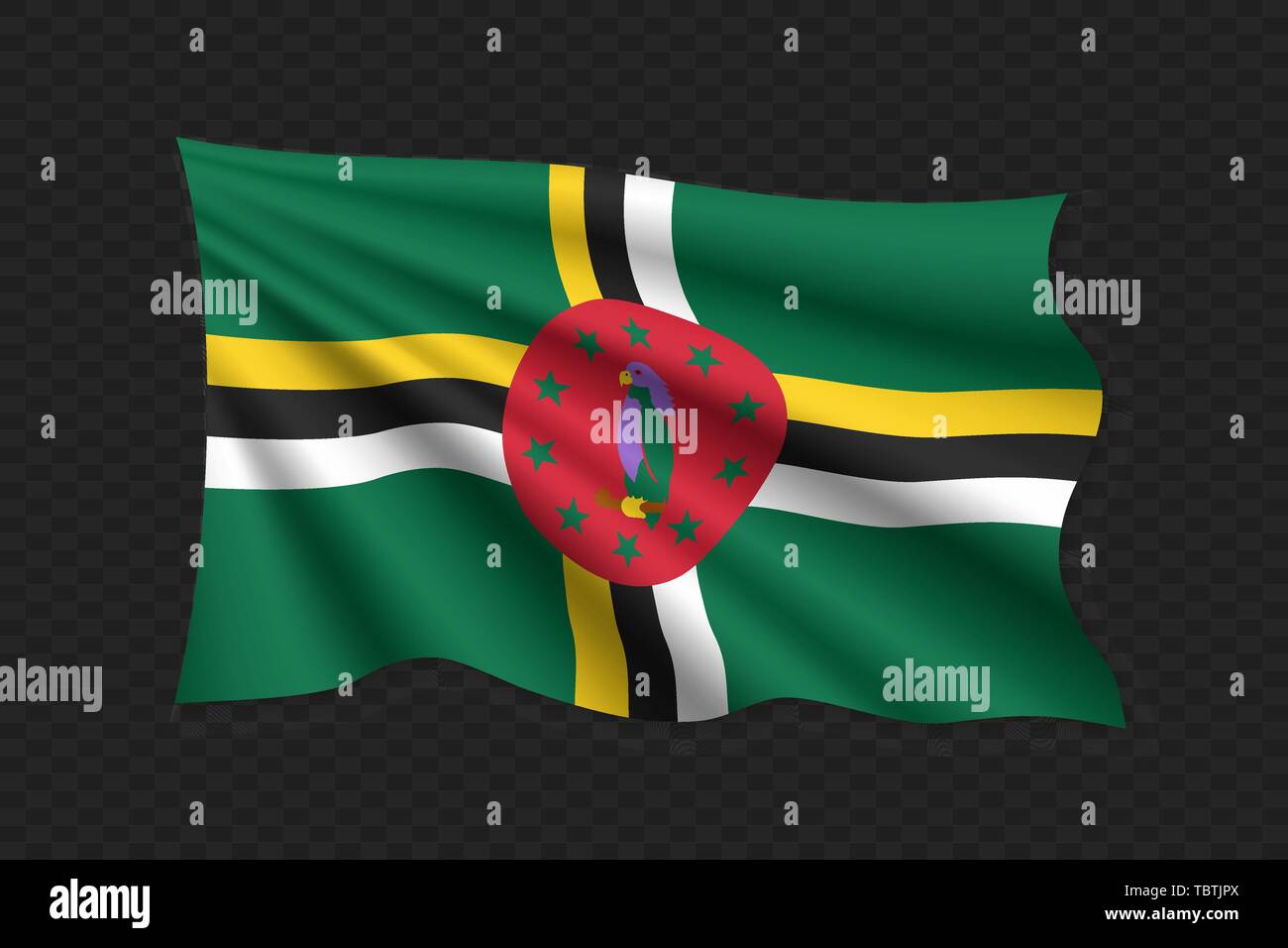 3D Waving Flag of Dominica. Vector illustration Stock Vector Image ...